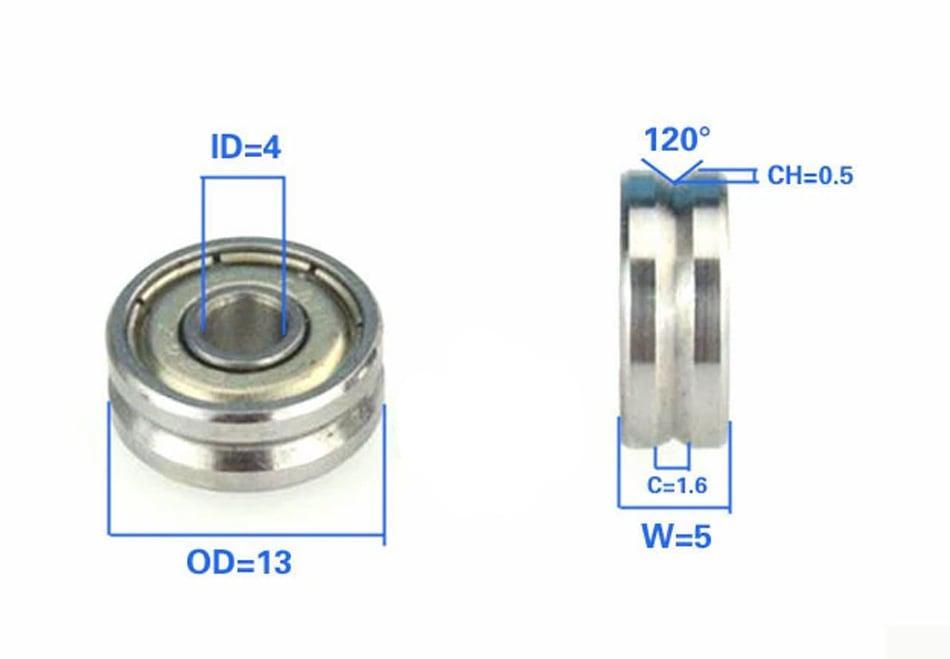 4mm Bore Bearing - 13mm Pulley V Groove Track Roller B..🔥 – Bearings.net